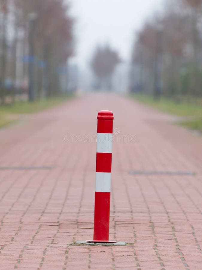 Close Up, Red and White Traffic Pole Stock Image - Image of boundary ...