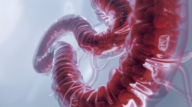 Close Up of a Red and White Translucent Organ Stock Illustration ...