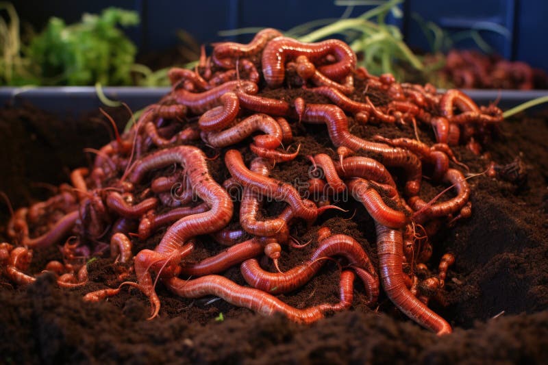 Close-up of Worms in Compost Pile, Decomposing Organic Matter Stock ...