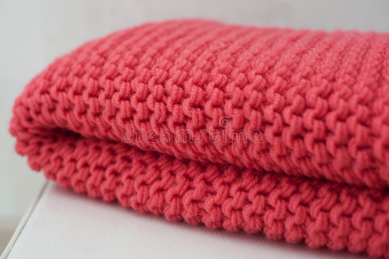 Close Up Red Wool Scarf Roll Package Stock Image - Image of fringe ...