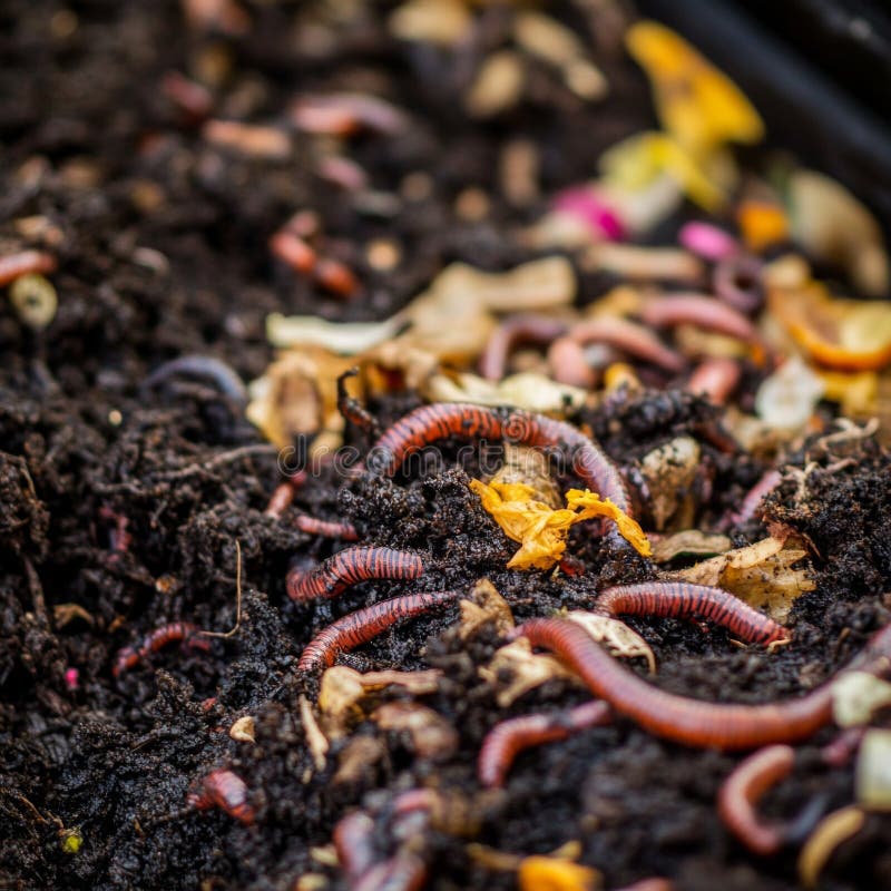 Close-up of Red Worms in Compost Bin Stock Photo - Image of macro ...