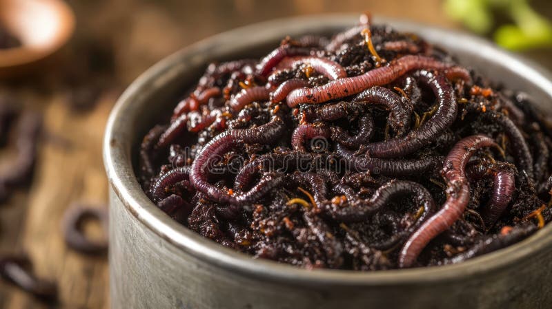 Close-up of Red Worms in Compost Bin for Organic Waste Recycling and ...