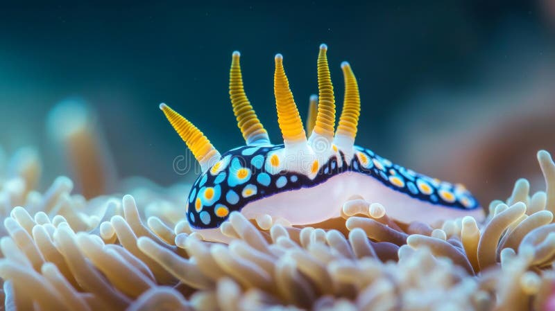 Close-up of a Reddish Blue Sea Slug on Coral Stock Image - Image of ...
