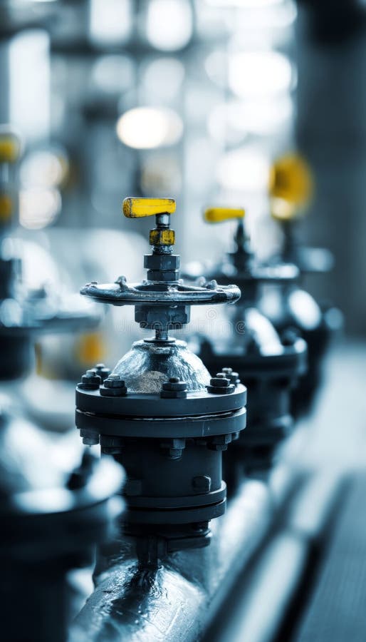 Close Up of Refinery Valves Showcasing Energy Control Systems with ...
