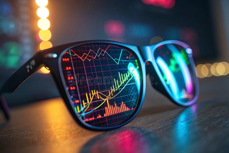 Close-up of Reflected Data Visualization in Modern Sunglasses Under ...