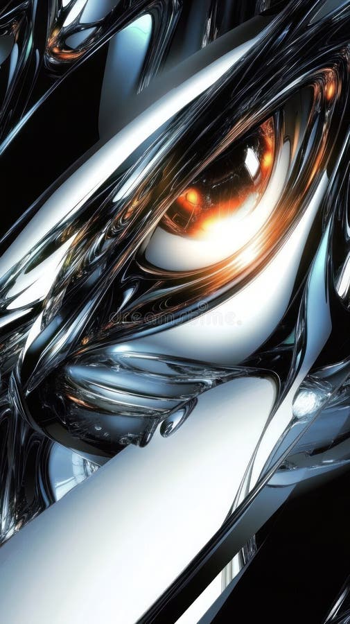 A Close-up of a Reflective, Abstract Metallic Surface with an Eye-like ...