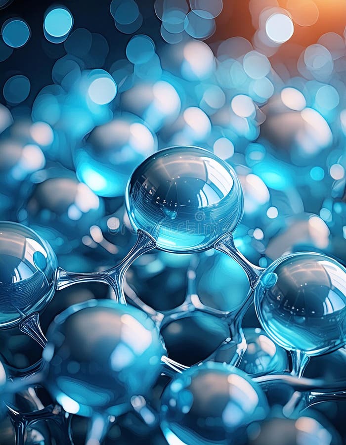 Close-up of Reflective Blue Spheres Forming a Molecular Structure ...