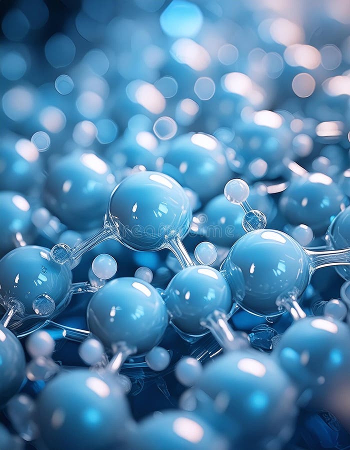 Close-up of Reflective Blue Spheres Forming a Molecular Structure ...