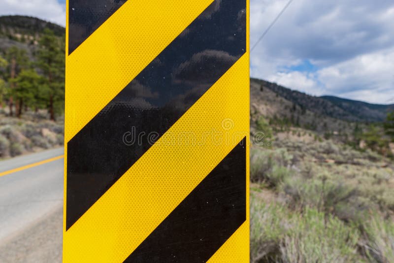 Close Up of Reflective Traffic Warning Sign Stock Image - Image of ...