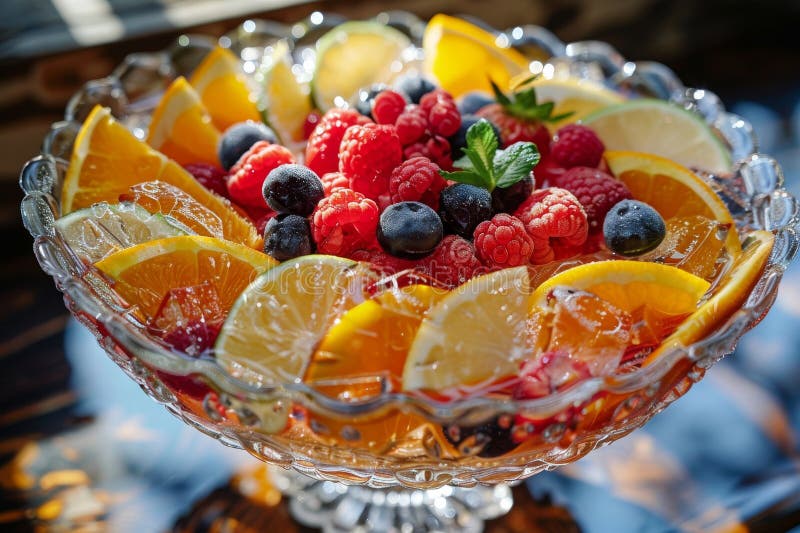 Close-up of a Refreshing Fruit Punch Bowl with Sliced Citrus and ...