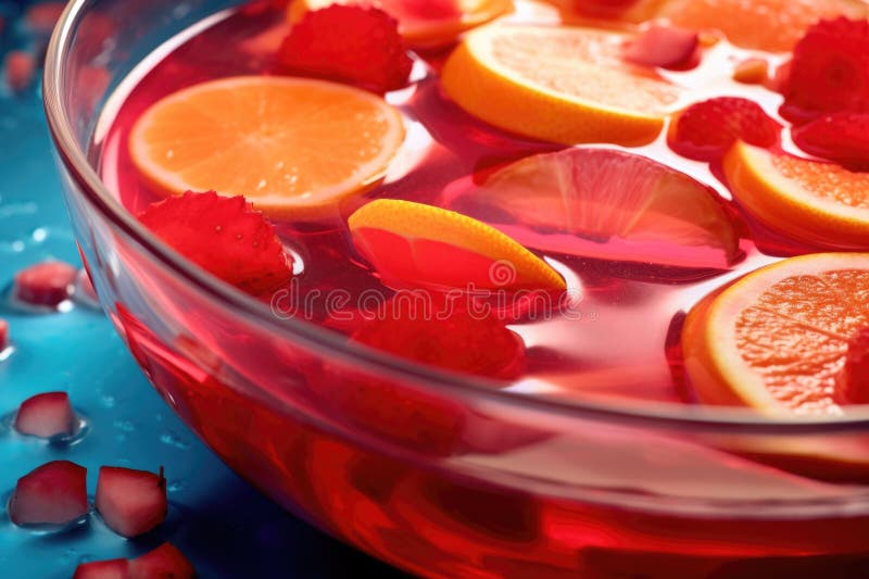 Close-up of Refreshing Fruit Punch with Floating Fruit Slices Stock ...