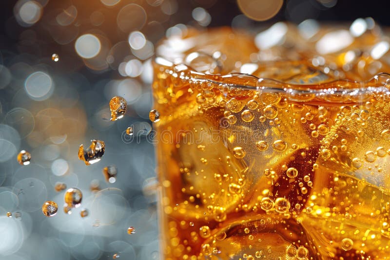 Close-Up of Refreshing Soda with Ice Stock Illustration - Illustration ...