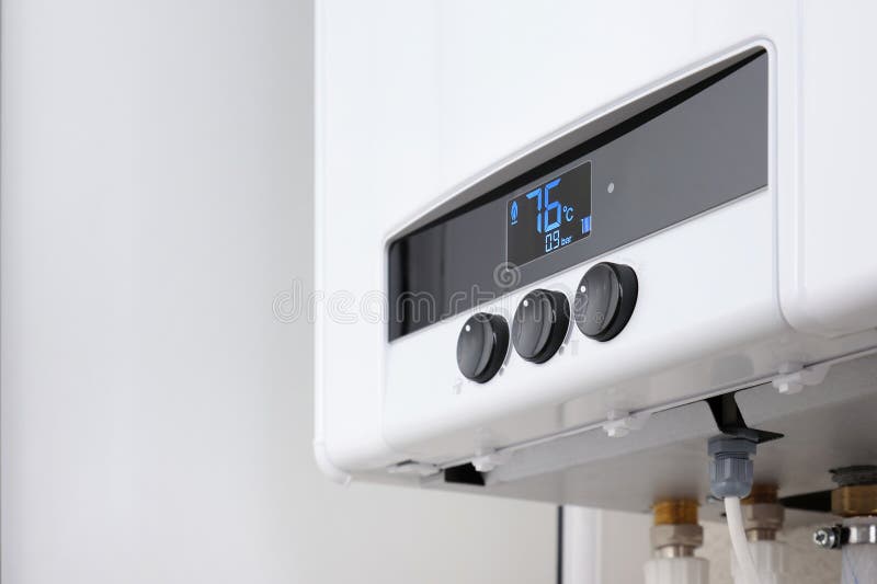 Close-up Regulators a Modern Digital Gas Boiler. Setting the Central ...