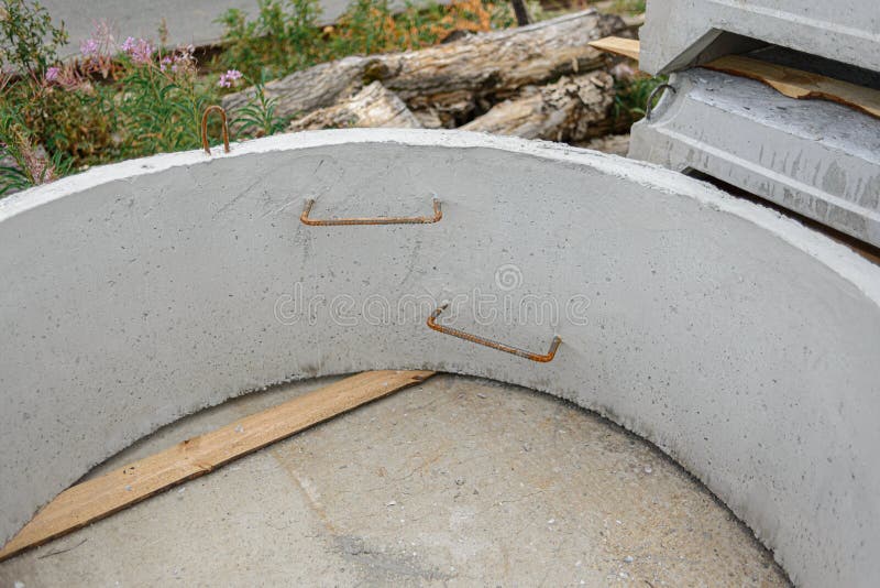 Close-up of a Reinforced Concrete Ring of Wells, on the Inner Surface ...