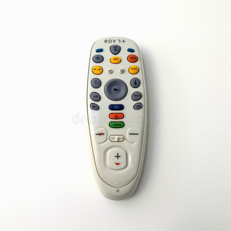 A Close-Up Shot of a Modern Remote Control on a Clean White Background ...