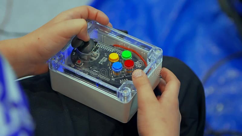 Boy Hands Holding Remote Controlling Robot. Stock Footage - Video of ...