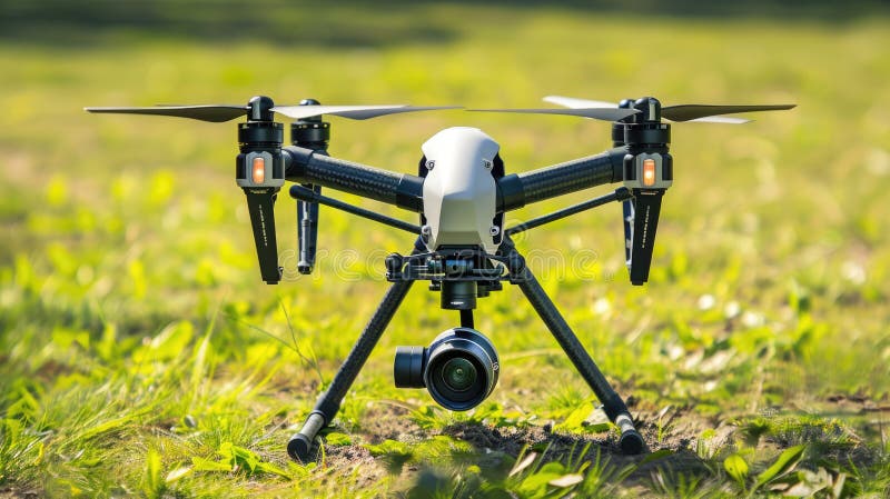 Close-up of a Remotely Controlled Drone with Camera Standing on the ...