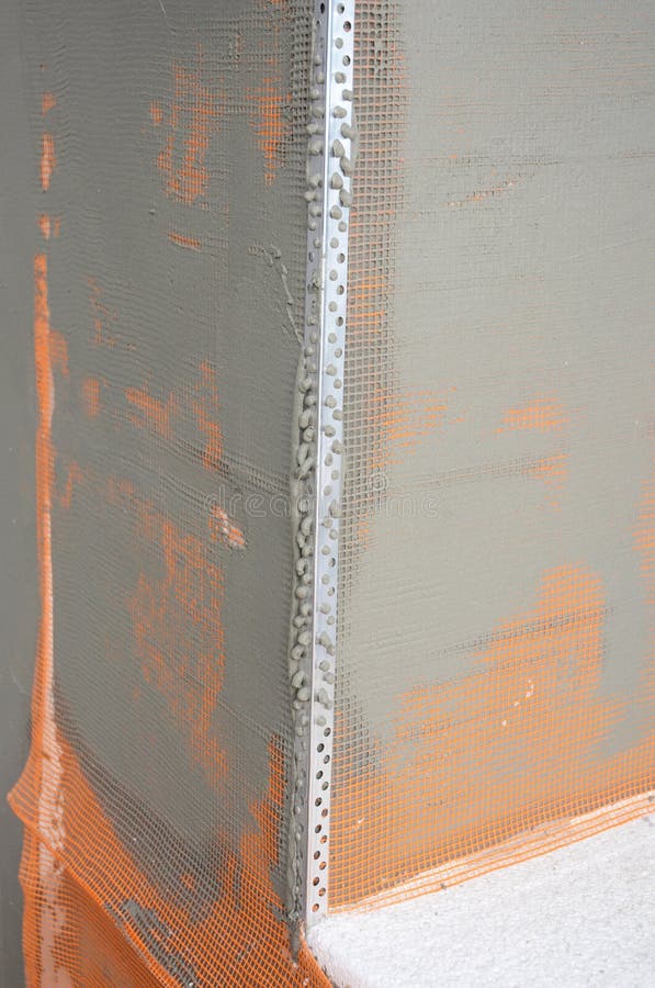 A Close-up on a Rendered, Plastered Corner with Fiberglass Mesh and ...