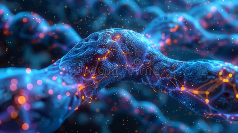 Digital Representation of DNA Structure with Glowing Nodes Stock Photo ...