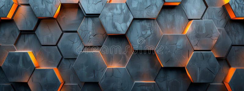 Abstract Octagonal Pattern with Glowing Edges Stock Image - Image of ...