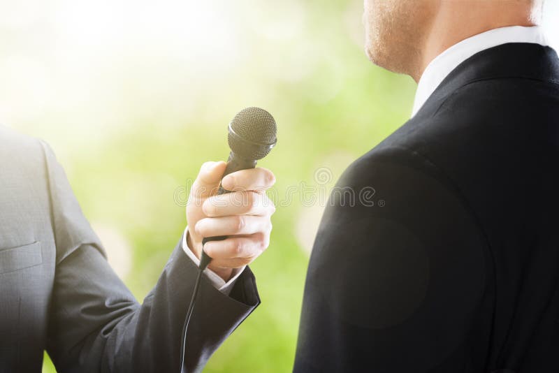 Reporter Conducting Interview Stock Image - Image of presentation ...