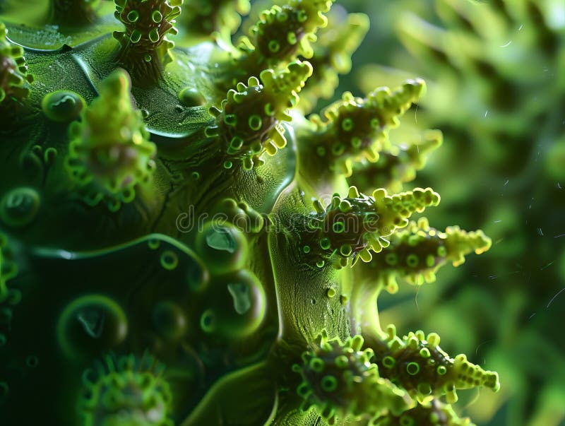 Close-up Representation of a Green Virus Particle Stock Photo - Image ...