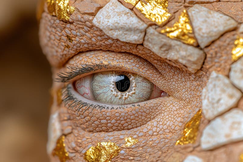 Close-up of a Reptile Eye with Golden Scales Stock Illustration ...