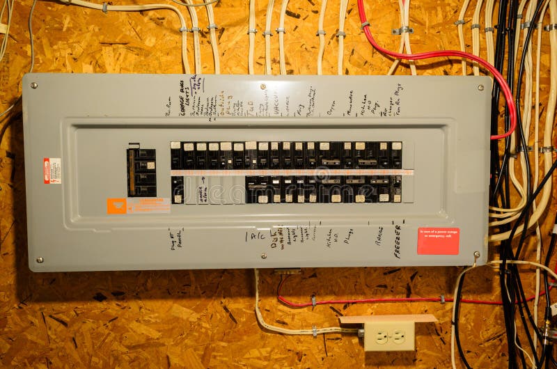 Close-up of a Residential Circuit Breaker Panel and Wiring Stock Photo ...
