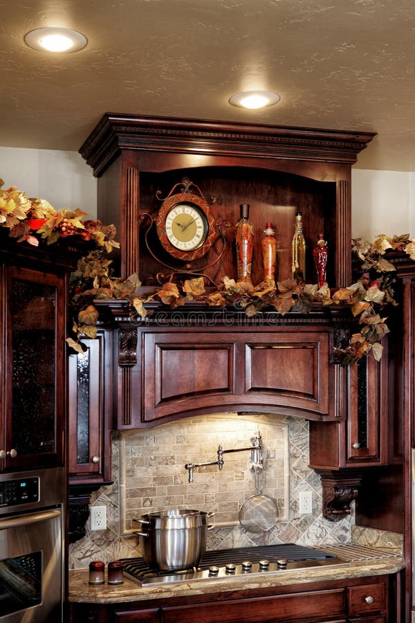 A Close Up of Residential Kitchen Cabinets Stock Image - Image of ...