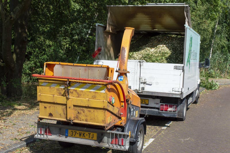 Close Up Residual Waste of Trees and Tree Shredder at Amsterdam the ...