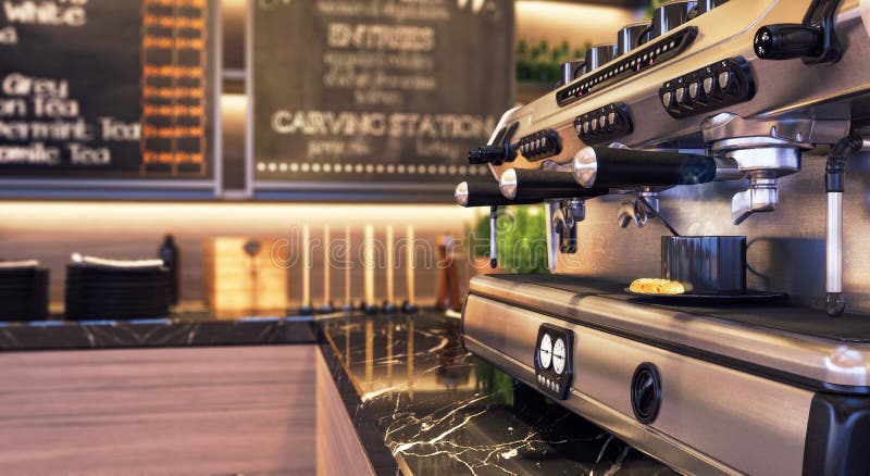 Close Up of Restaurant and Bar Coffee Machine in Focus Stock Photo ...