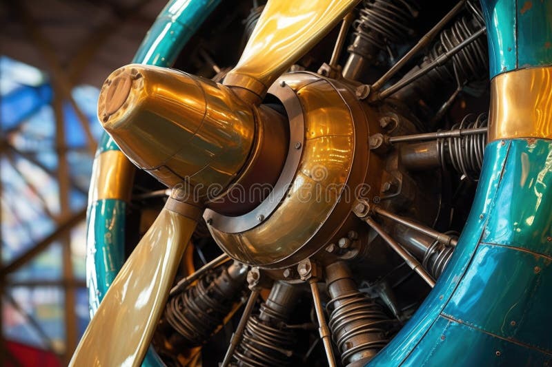 Close-up of a Restored Vintage Airplane Propeller Stock Illustration ...