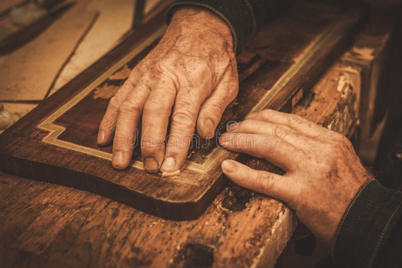 Close-up of Restorer Hands Working with Antique Decor Element in His ...