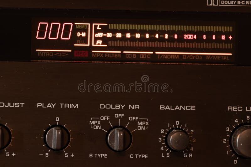 Vintage Audio Tape Deck with Illuminated Display and Control Knobs ...