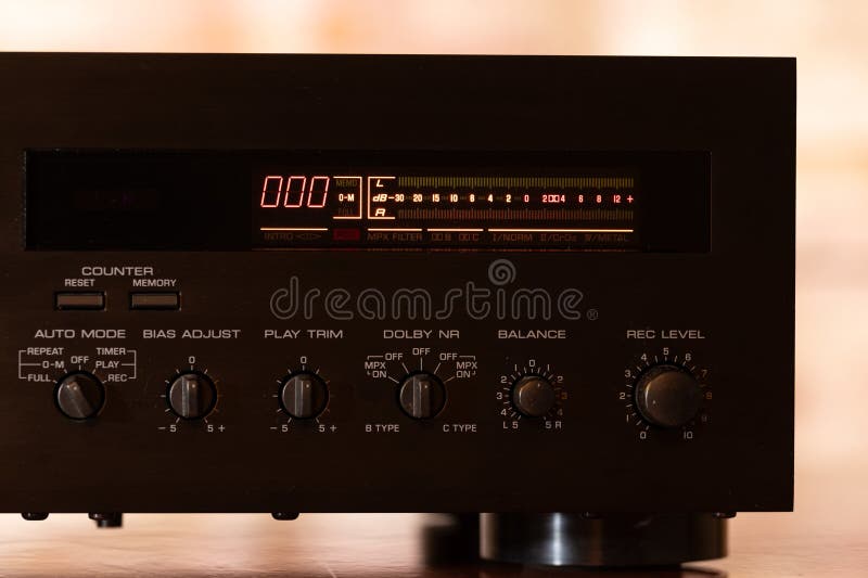 Vintage Audio Tape Deck with Illuminated Display and Control Knobs ...