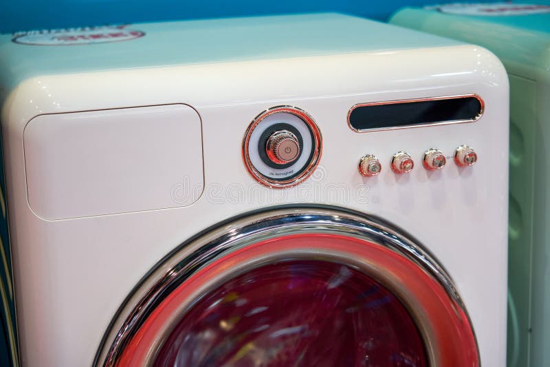 Close-up of a Retro Design Washing Machine Stock Illustration ...