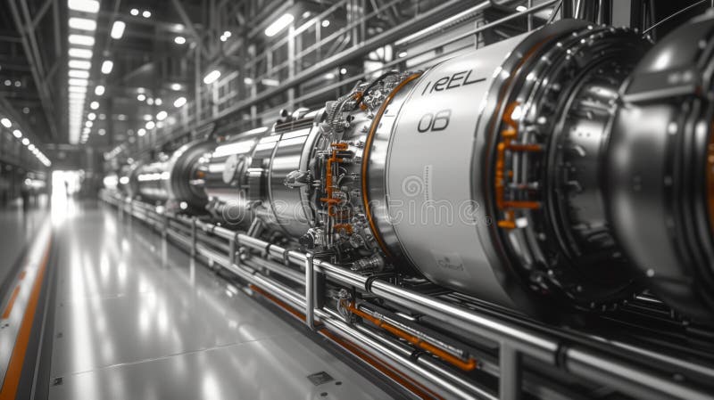 Close-Up of Reusable Rocket Engines Undergoing Maintenance in a Modern ...