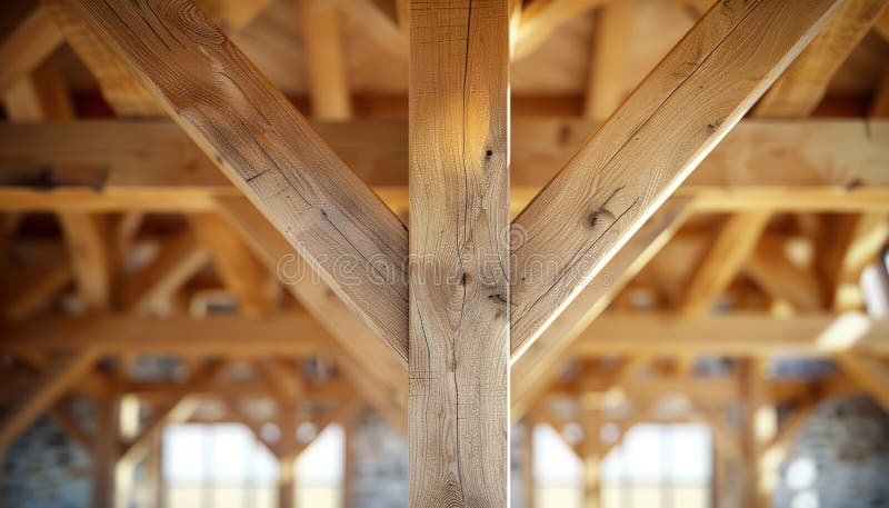 Robust Wooden Support Framework Assembly in Construction Close-up of ...