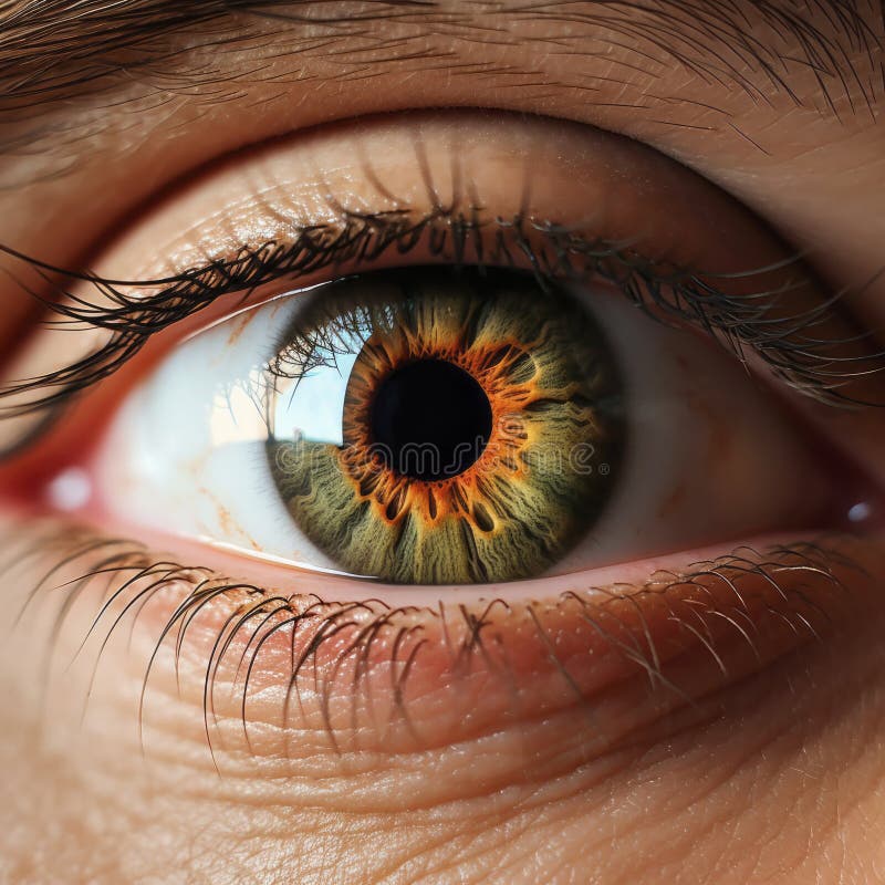 The Close-up Reveals the Intricate Patterns of the Iris, Showcasing the ...