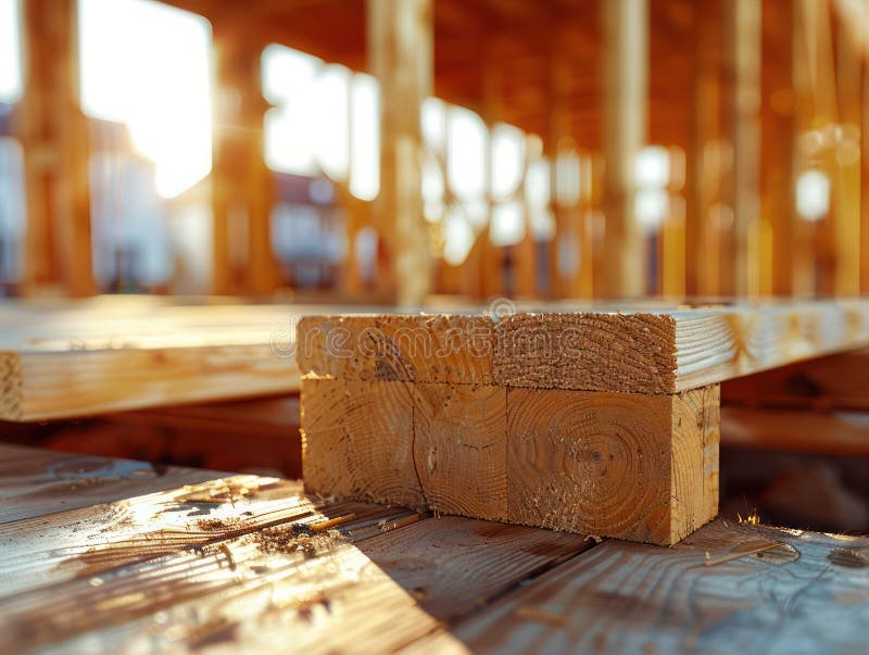 Close-up of Timber Beams Forming Detailed Building Framework at a ...