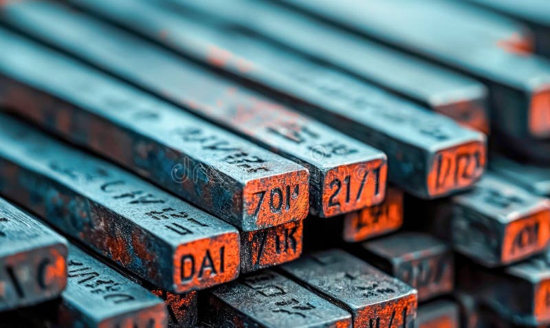 A Close-up Reveals an Organized Pile of Steel Bars, Each Uniquely ...