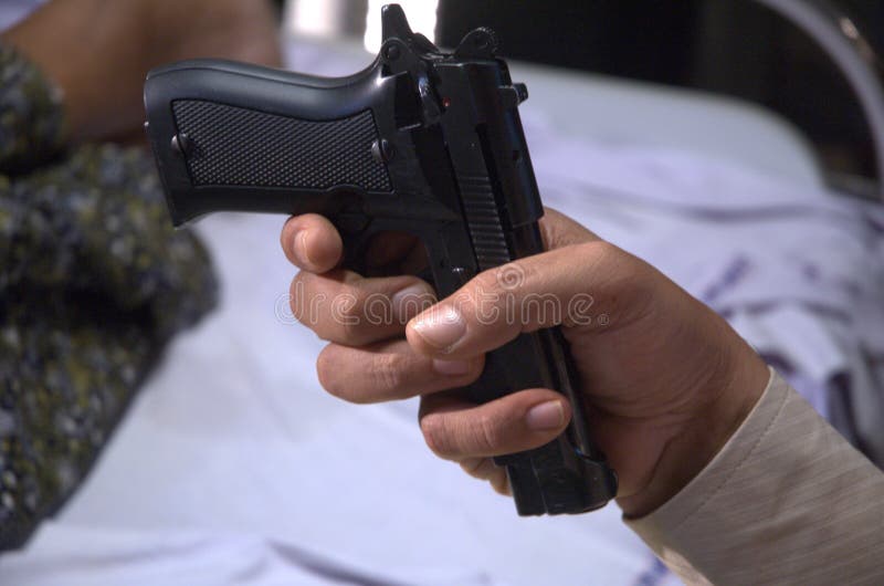 Close up of the revolver stock photo. Image of young - 96230336