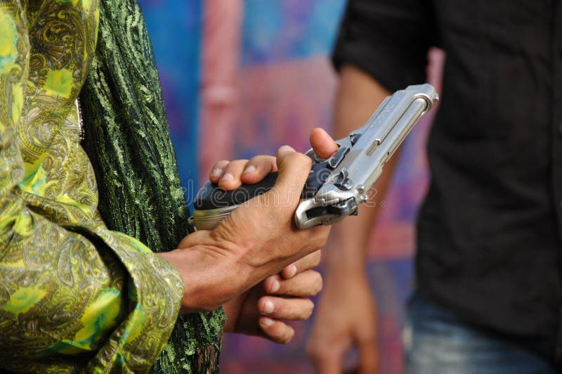 Close up of the revolver stock photo. Image of secure - 96230456