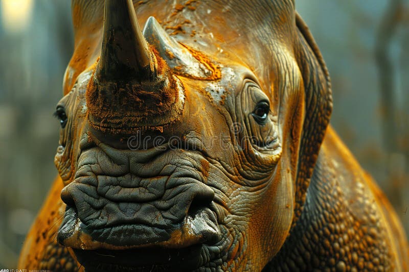 Close Up of Rhino, Dramatic Lighting, Cinematic, Low Angle, Shot Stock ...