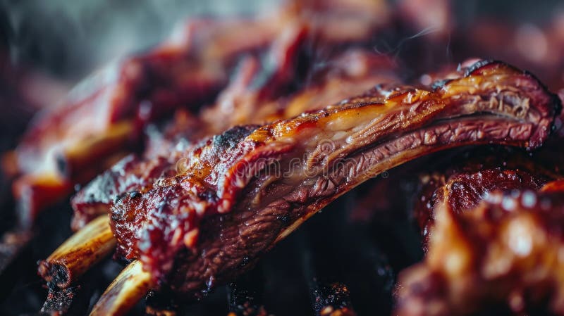 Close Up of Ribs Cooking on Grill Stock Photo - Image of rack, bone ...