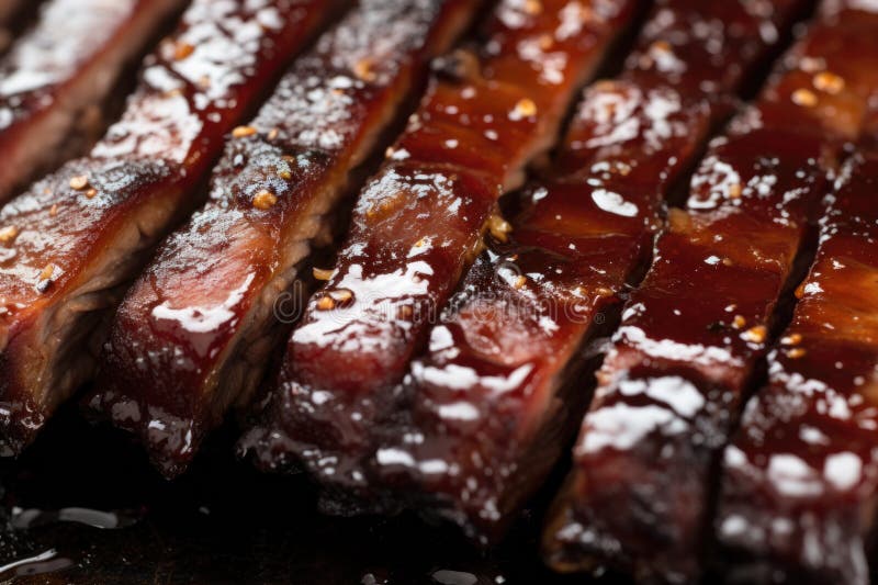 Close-up of Ribs Showing Texture of the Sticky Glaze Stock Image ...