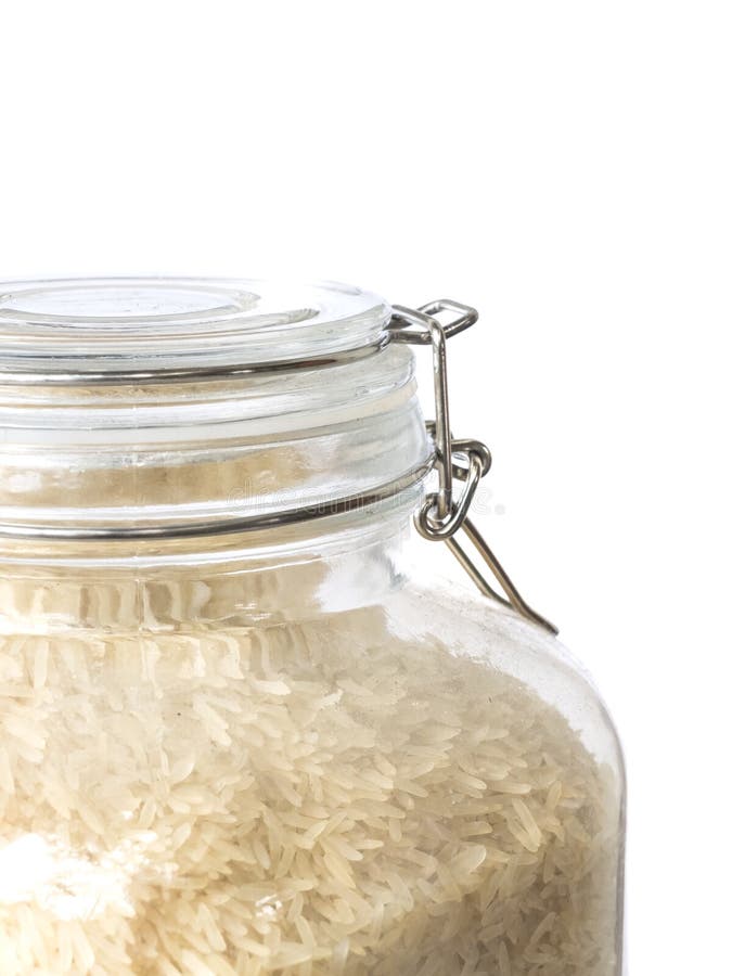 Close Up Rice in the Glass Jar Stock Image - Image of white, natural ...