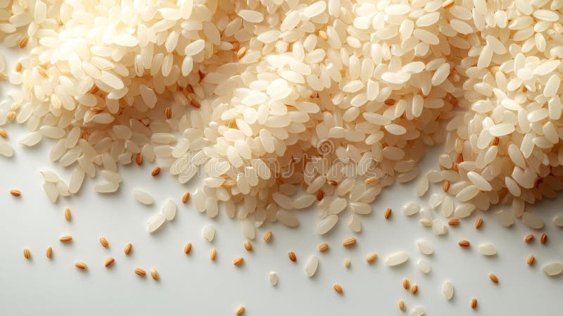 Close-Up of Rice Grains on White Surface Generative AI Stock ...