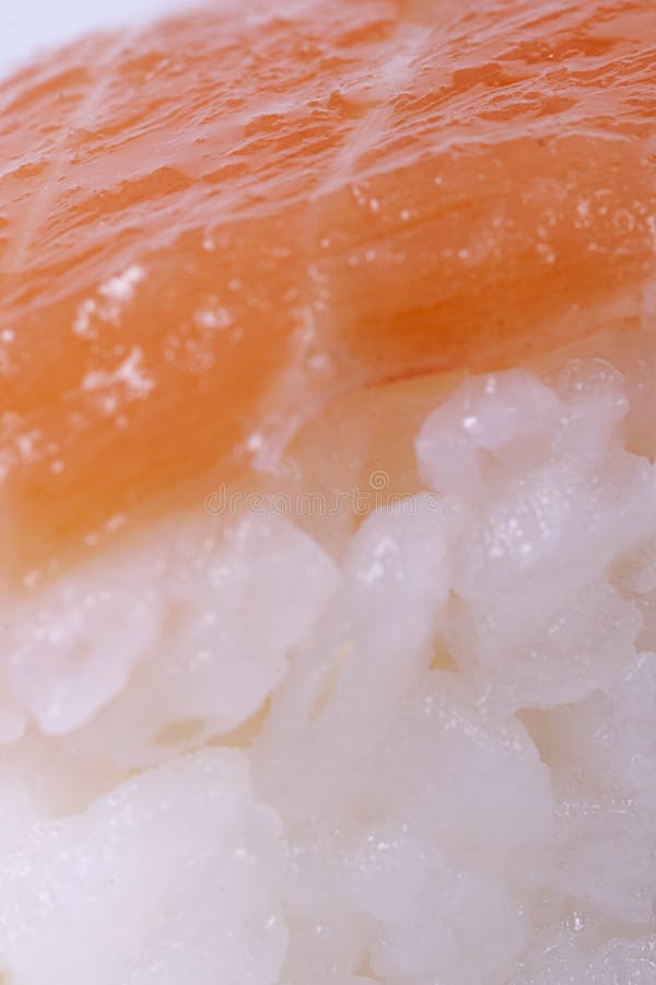 Close-up of Rice and Salmon from a Nigiri Stock Photo - Image of ...