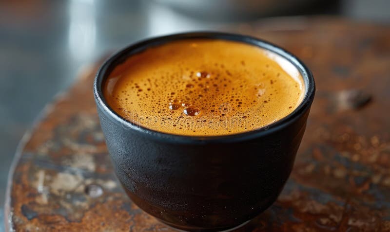 Close-up of a Rich and Aromatic Cup of Espresso, with Golden Crema and ...